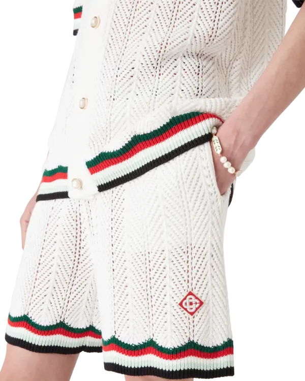 Casablanca Cotton Chevron Crochet Shorts