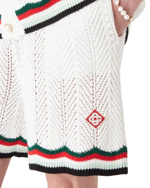 Casablanca Cotton Chevron Crochet Shorts