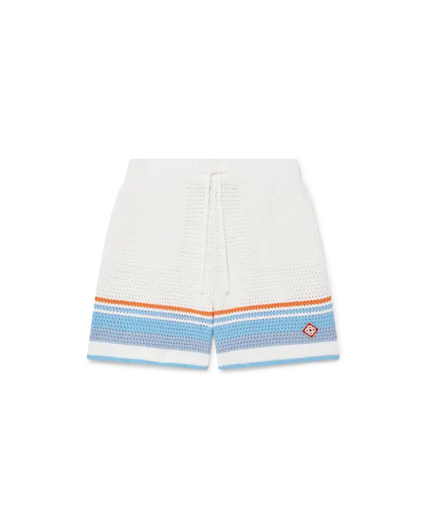 Casablanca Cotton Crochet Tennis Shorts - Blue
