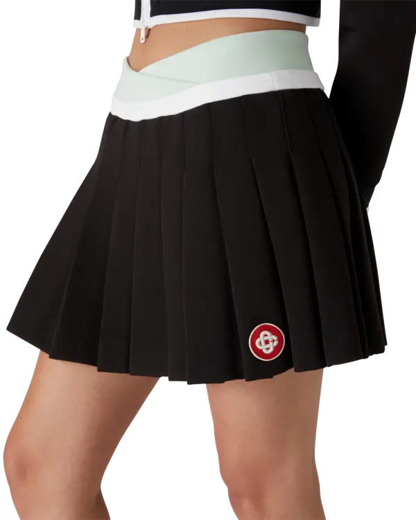 Casablanca Scuba Pleated Mini Skirt - Green