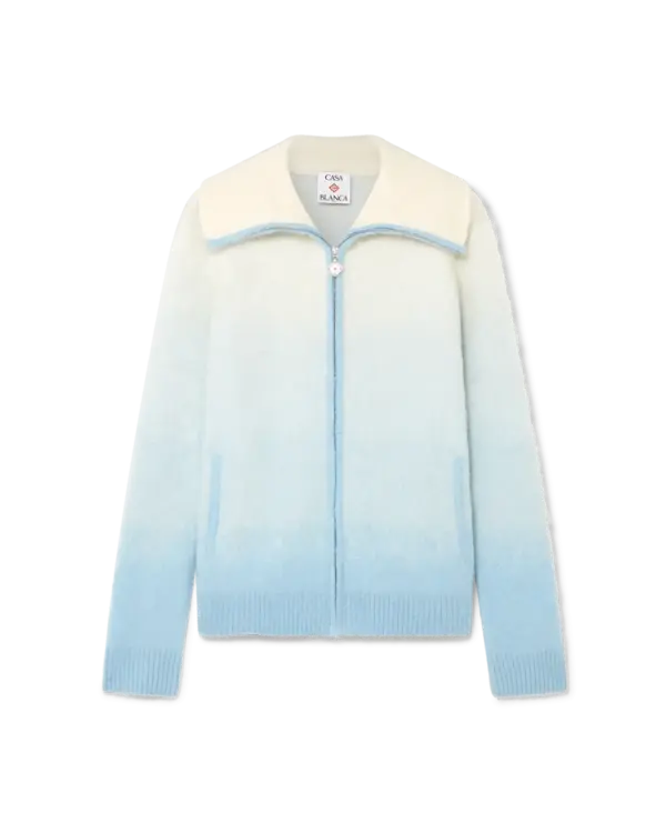 Casablanca Fluffy Gradient Mohair Zip Jacket - Blue