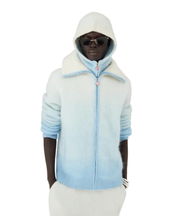Casablanca Fluffy Gradient Mohair Zip Jacket - Blue