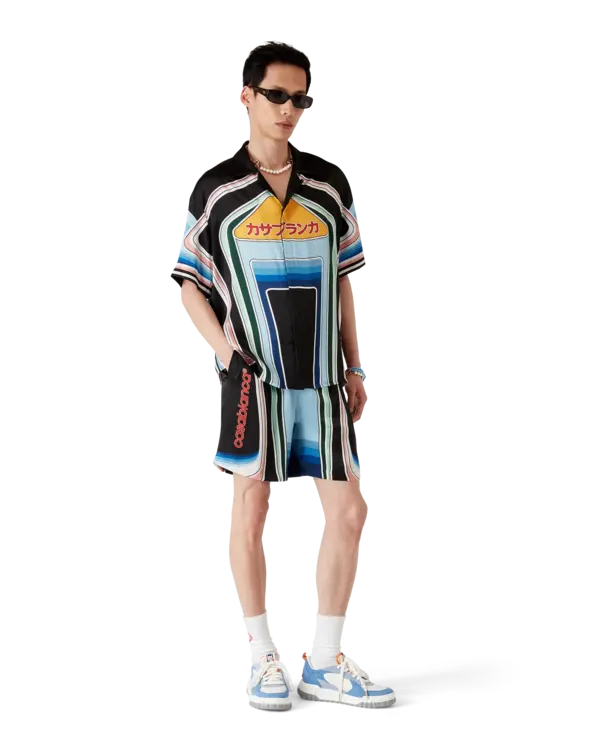 Casablanca Graphic Mountain Silk Shorts - Multicolor