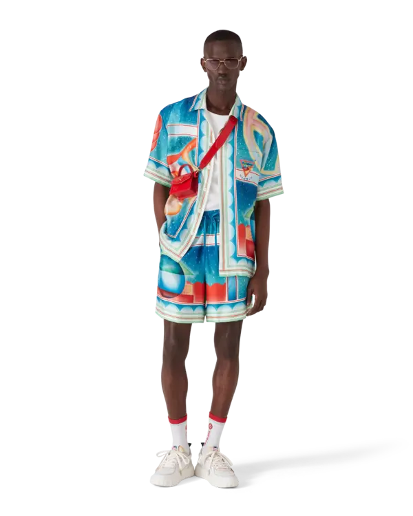 Casablanca Galaxy Court Silk Shorts - Multicolor