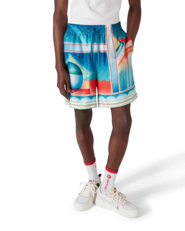 Casablanca Galaxy Court Silk Shorts - Multicolor