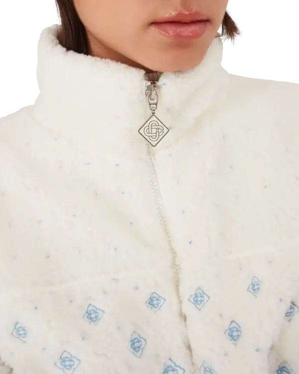 Casablanca Embroidered Gradient Monogram Cropped Fleece Jacket - Multicolor