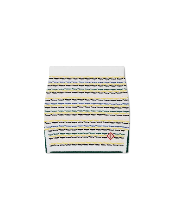 Casablanca Cotton Tuck Stitch Knit Mini Skirt - Multicolor