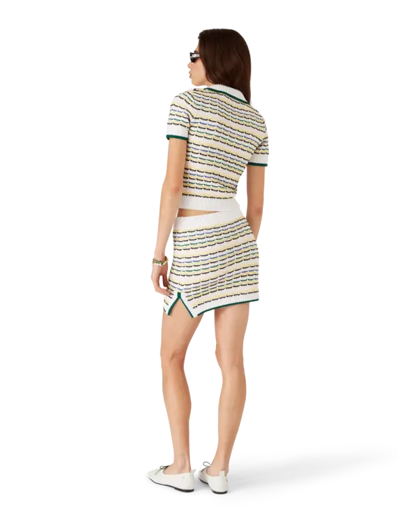 Casablanca Cotton Tuck Stitch Knit Mini Skirt - Multicolor