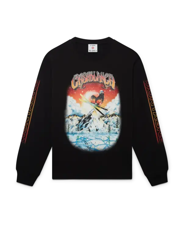 Casablanca Organic Cotton Ski Print Long Sleeve T-shirt - Red