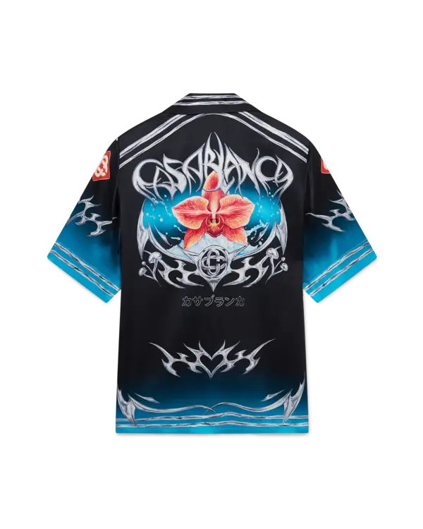Casablanca Blades Short Sleeve Silk Shirt - Red