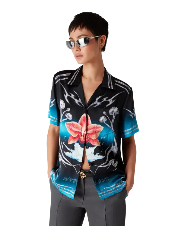 Casablanca Blades Short Sleeve Silk Shirt