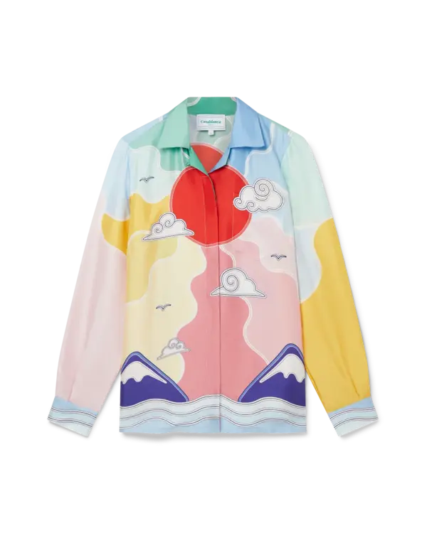 Casablanca Soleil Levant Long Sleeve Silk Shirt - Multicolor