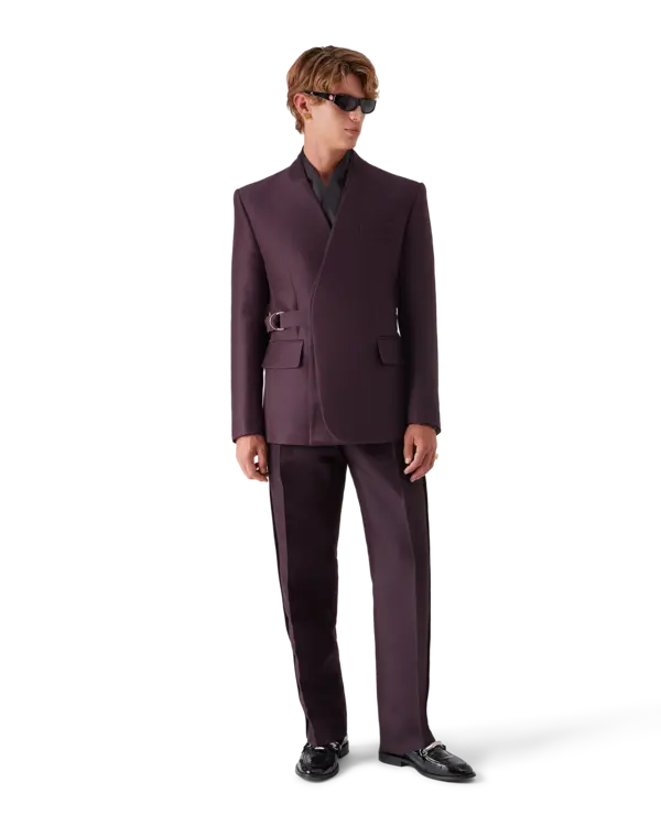 Casablanca Tailored Wool-silk Trousers With Viscose Side Stripe