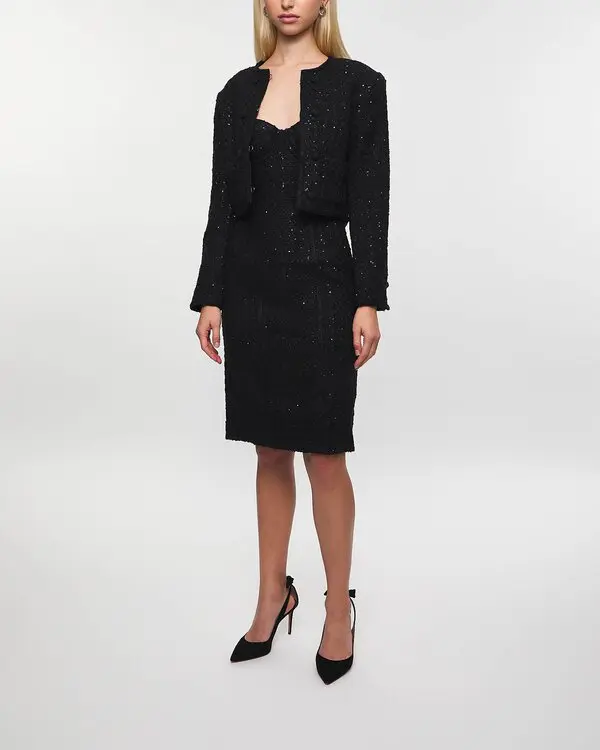 knee length dresses for ladies Black Boucle Midi Dress main image 1