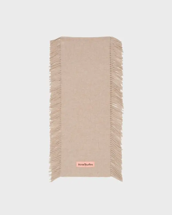 Acne Studios Scarf Soft Wool Fringed - Oatmeal