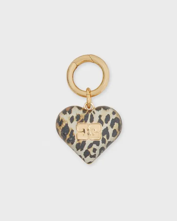 GANNI Heart Charm - Leopard