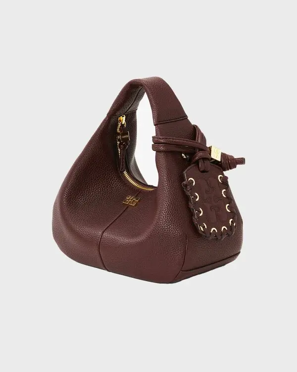 GANNI Grained Mini Hobo Bag - Brown