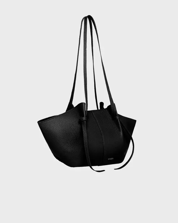 Yuzefi Mochi Pebble Grain Leather Shoulder Bag - Black