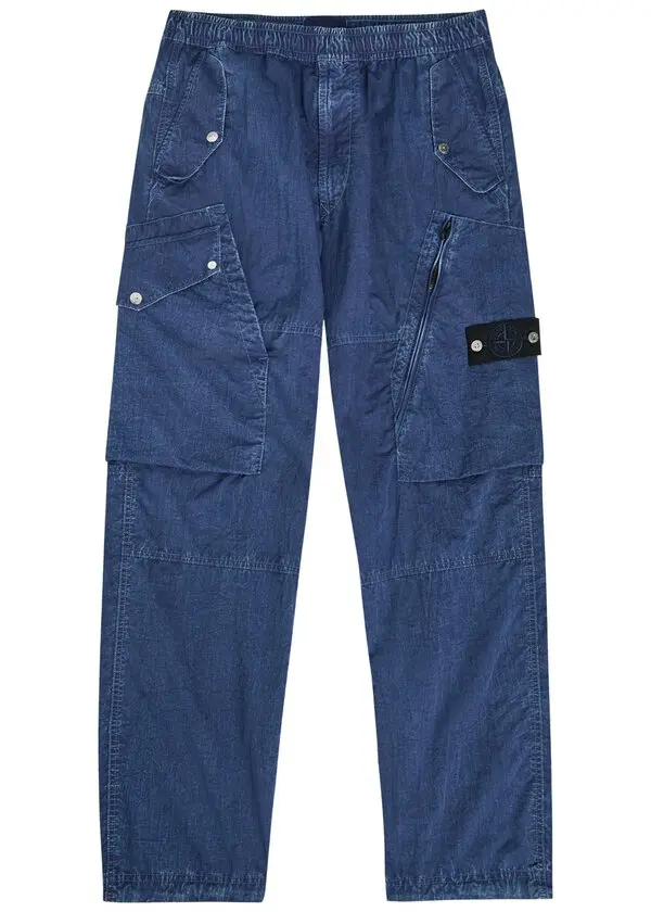 Stone Island Crinkled Shell Cargo Trousers - Indigo