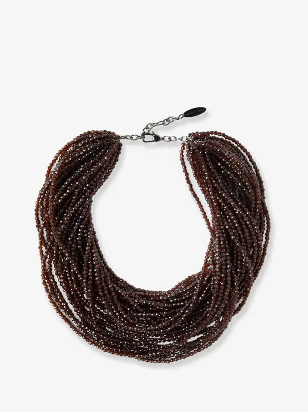 Brunello Cucinelli Glass And Silver Necklace - Brown