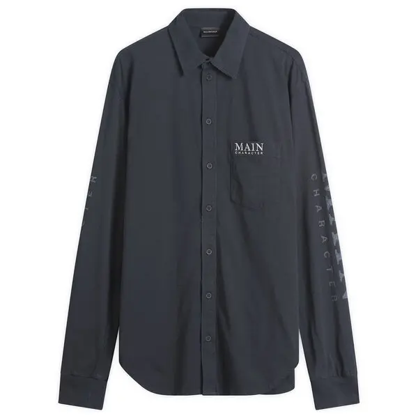 Balenciaga Main Character' Print Long Sleeve Shirt - Faded Black