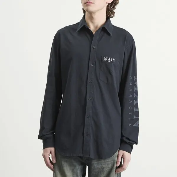 Balenciaga Main Character' Print Long Sleeve Shirt - Faded Black