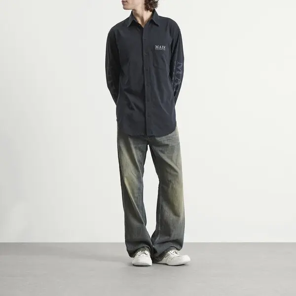 Balenciaga Main Character' Print Long Sleeve Shirt - Faded Black