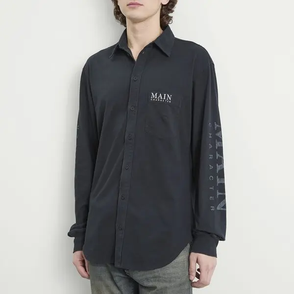 Balenciaga Main Character' Print Long Sleeve Shirt - Faded Black