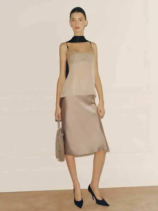 REFORMATION Layla Silk Skirt - Natural
