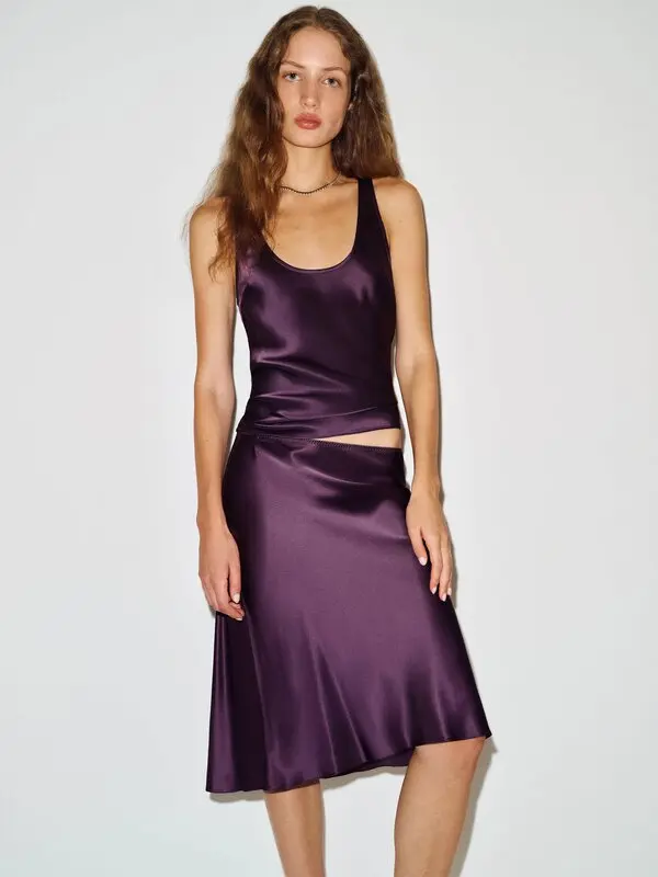 REFORMATION Layla Silk Skirt - Purple