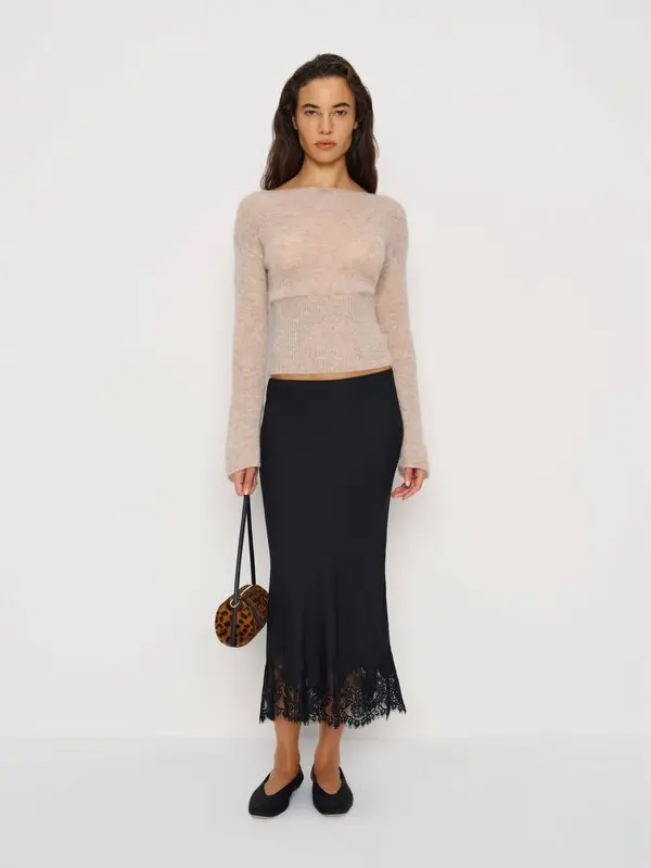 REFORMATION Carolina Lace Skirt - Black