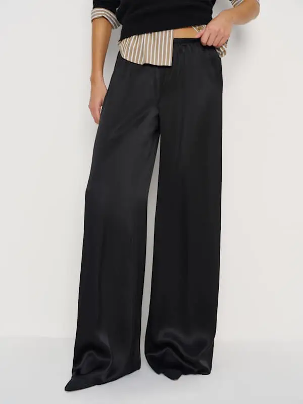 REFORMATION Celine Low Rise Silk Wide Leg Pant
