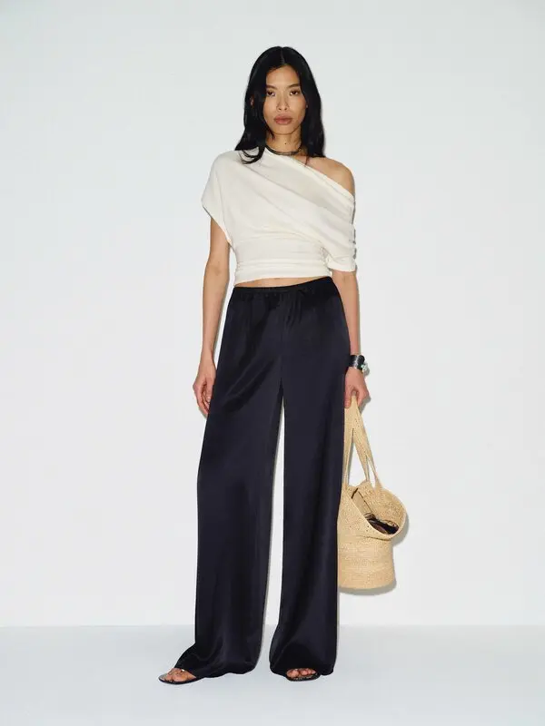 REFORMATION Celine Low Rise Silk Wide Leg Pant