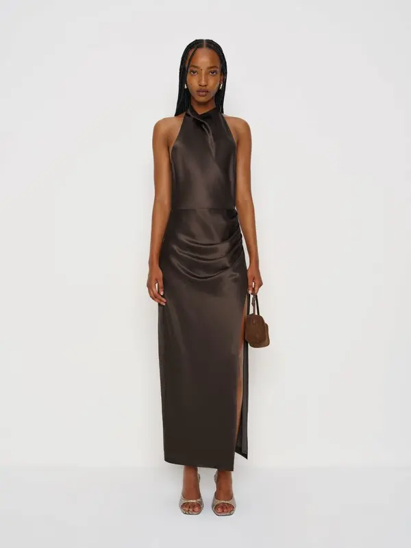 REFORMATION Emeline Silk Midi Dress - Black