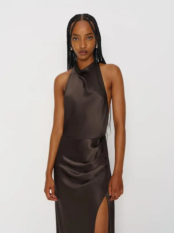 REFORMATION Emeline Silk Midi Dress - Black