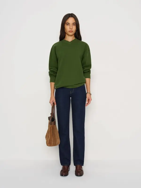 REFORMATION Bowie V Neck Sweatshirt - Green
