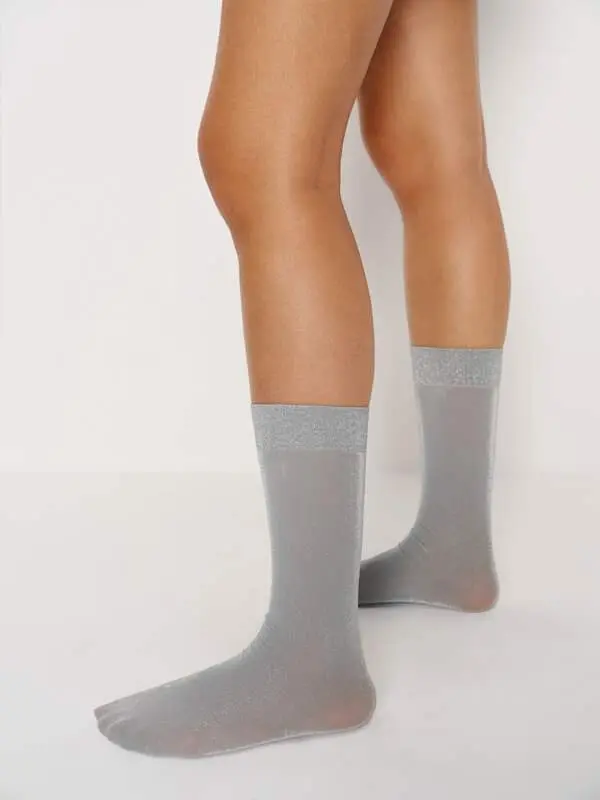 REFORMATION Swedish Stockings Ines Shimmery Socks - Silver