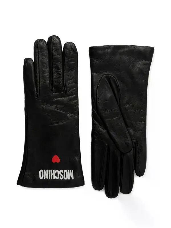 Moschino Heart-motif Logo Gloves - Black