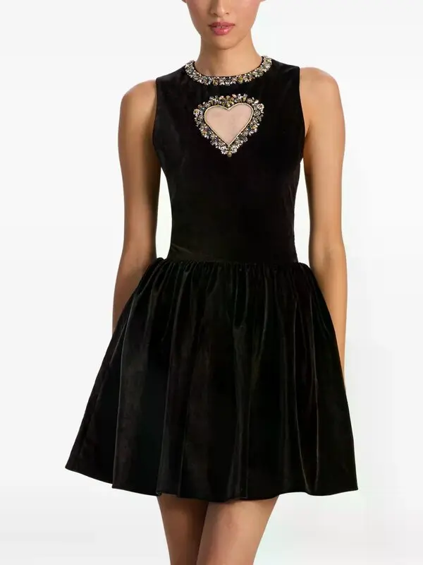 Alice + Olivia Ella Embellished-heart Mini Dress