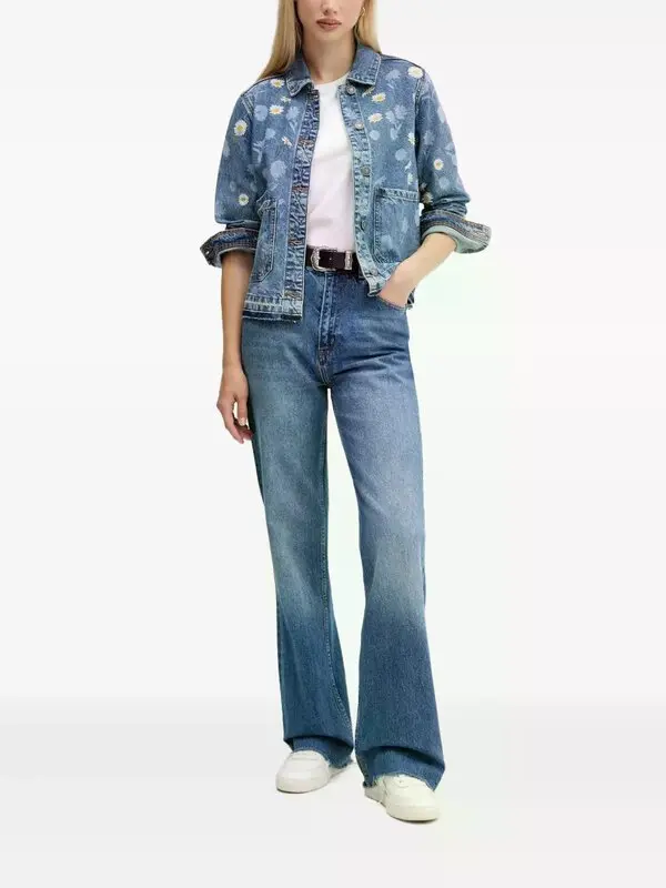 Desigual Floral-embroidered Denim Jacket