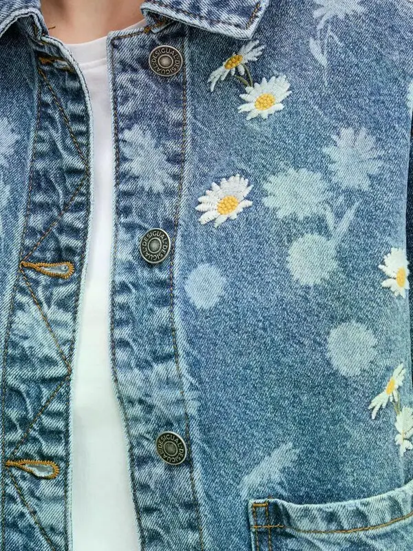 Desigual Floral-embroidered Denim Jacket