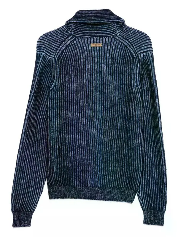 Jacob Cohen Striped Ribbed-knit Cardigan - Blue