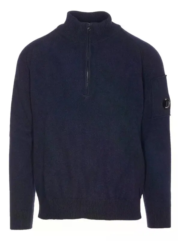 C.P. COMPANY Zip-neck Sweater With Logo Patch