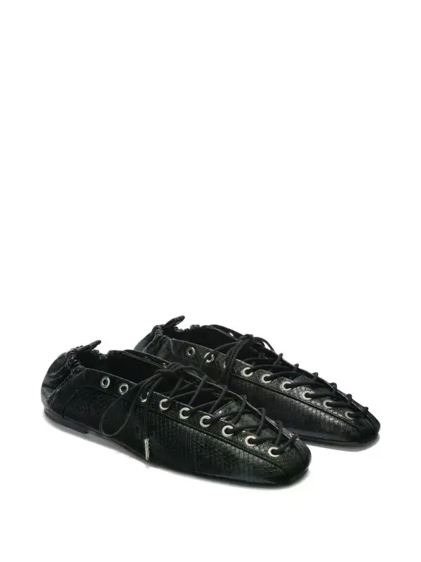 GANNI Eyelets Lace-up Ballerina Flats - Black