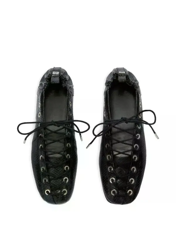 GANNI Eyelets Lace-up Ballerina Flats - Black
