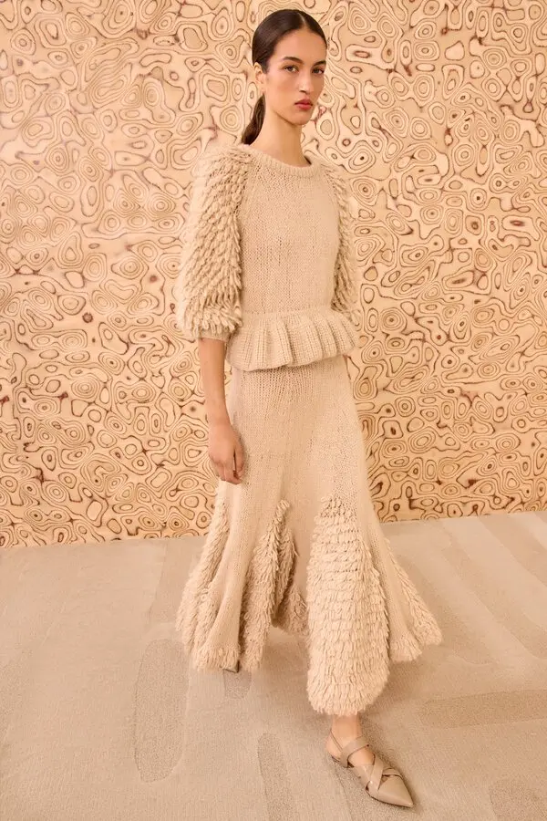 Ulla Johnson Selene Peplum Pullover Knit Sweater - Alabaster