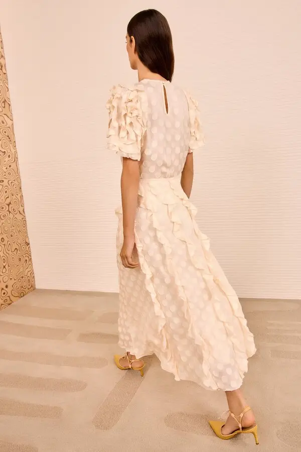 Ulla Johnson Poppy Ruffle Midi Skirt - Conch