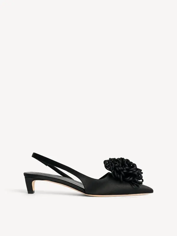BY MALENE BIRGER Laiolo Satin Slingback Kitten Heels