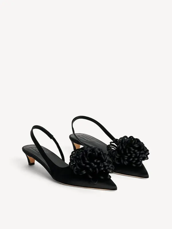 BY MALENE BIRGER Laiolo Satin Slingback Kitten Heels