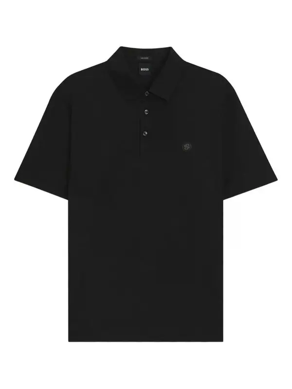BOSS Logo-patch Polo Shirt - Black